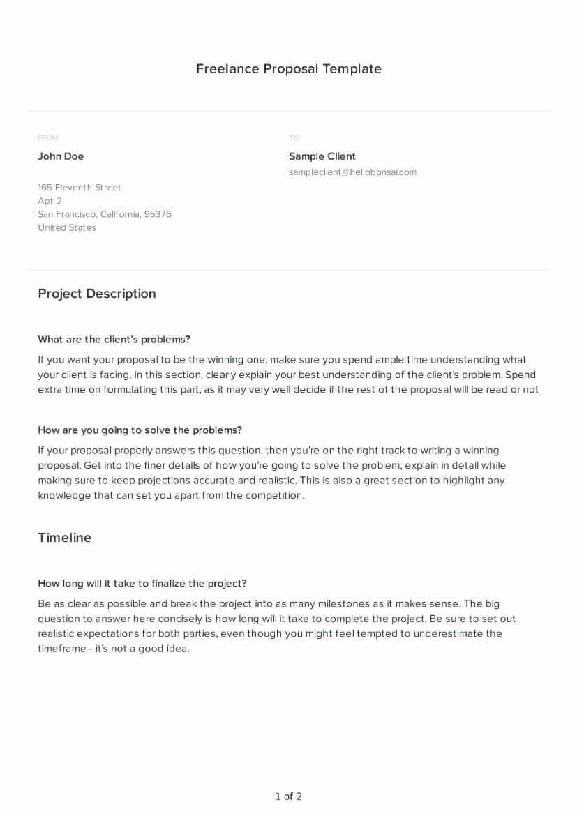 Freelance Proposal Template Freelance Project Proposal Bonsai